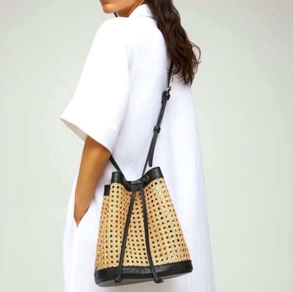 Bembien | Bags | Bembien Black Raffia Wicker Bucket Bag | Poshmark